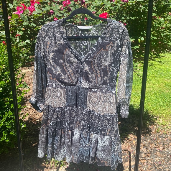 Zara | Dresses | Zara Paisley Puff Sleeve Dress | Poshmark